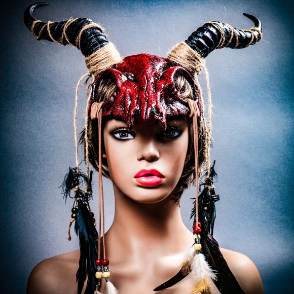 ILOVEMASKS | Accessories | Antelope Devil Animal Skull W Goat Horns ...